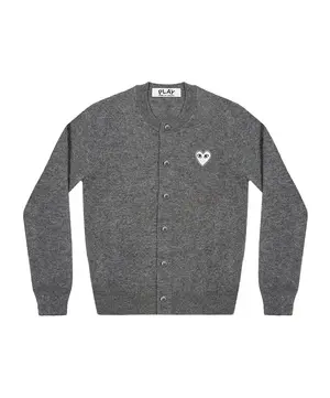Play Comme Des Garcon Heart Logo Cardigan - Black