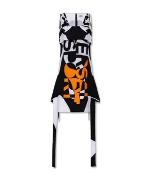 Burberry Sleeveless Slogan Print Mini Dress - Black