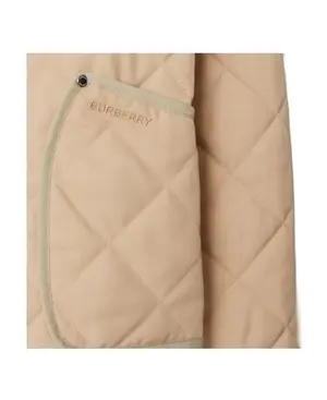 Burberry Quilted Long-sleeve Jacket With Corduroy Collar - Khaki