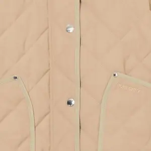 Burberry Quilted Long-sleeve Jacket With Corduroy Collar - Khaki