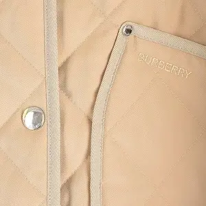 Burberry Quilted Long-sleeve Jacket With Corduroy Collar - Khaki