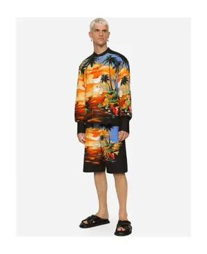 Dolce & Gabbana Sunset-print Collarless Shirt
