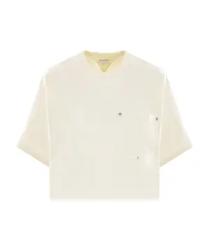 Bottega Veneta Cropped Crewneck T-shirt With Pocket Detail - Chalk