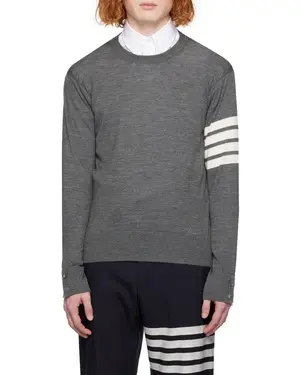 Thom Browne 4-bar Crewneck Pullover - Medium Gray