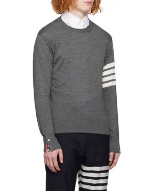 Thom Browne 4-bar Crewneck Pullover - Medium Gray