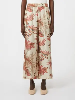 Max Mara Printed Silk Twill Relaxed Fit Trousers