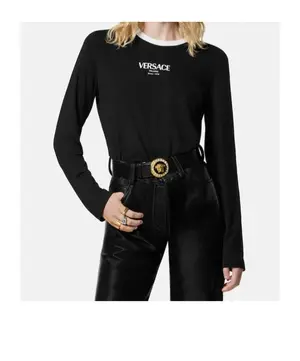 Versace Long Sleeve Crewneck Top - Black