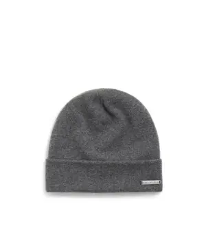 Balenciaga Logo Plaque Knitted Beanie - Grey