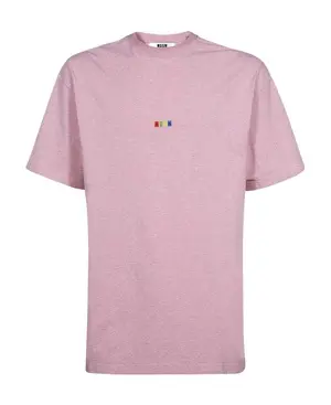 MSGM Logo Embroidered Crewneck T-shirt - Pink