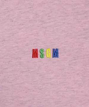 MSGM Logo Embroidered Crewneck T-shirt - Pink