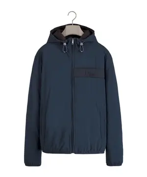 Dior Hooded Jacket With Zipper Closure - Blue