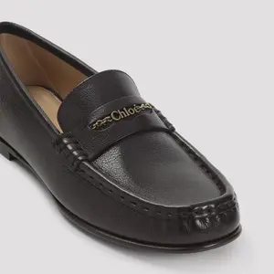 Chloé Logo Leather Loafers