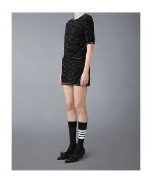 Thom Browne Tweed Mini Dress With Embellishments