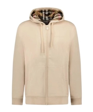 Burberry Cotton Blend Zip Hoodie With Drawstring Hood - No
