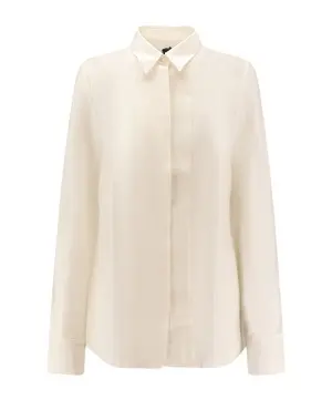 Hugo Boss Regular-fit Button-up Blouse With Lapel Collar
