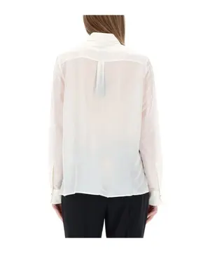 Hugo Boss Regular-fit Button-up Blouse With Lapel Collar