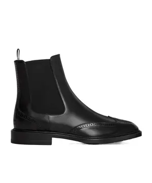 Celine Donavan Chelsea Boot With Brogues In Polished Bull