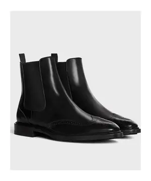 Celine Donavan Chelsea Boot With Brogues In Polished Bull