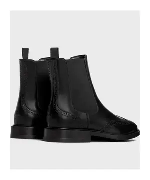 Celine Donavan Chelsea Boot With Brogues In Polished Bull