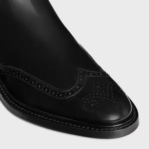 Celine Donavan Chelsea Boot With Brogues In Polished Bull