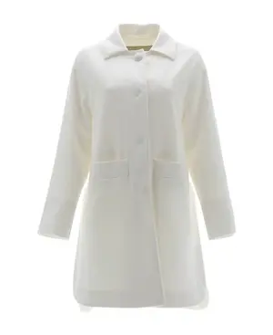 Herno Audrey Long-sleeved Coat With Satin Trim Pockets - Gray
