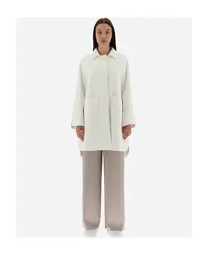 Herno Audrey Long-sleeved Coat With Satin Trim Pockets - Gray