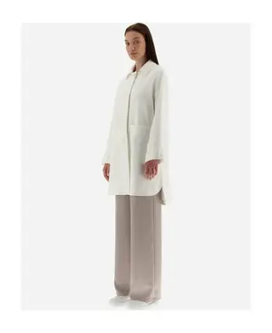 Herno Audrey Long-sleeved Coat With Satin Trim Pockets - Gray