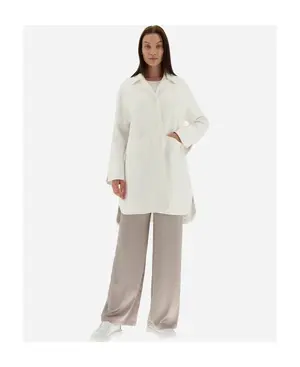 Herno Audrey Long-sleeved Coat With Satin Trim Pockets - Gray