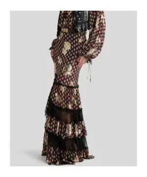 Etro Rose Patterned Asymmetric Midi Skirt