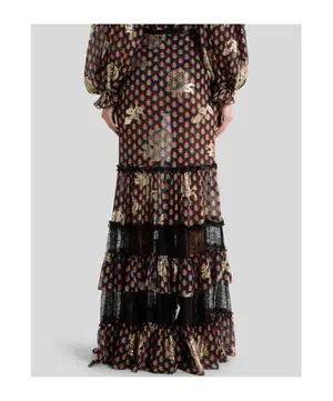 Etro Rose Patterned Asymmetric Midi Skirt