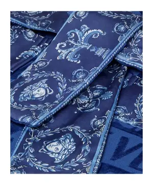 Versace All-over Motif Belted Bathrobe - Blue