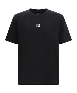 Balmain Logo Embroidered Crewneck T-shirt - Black