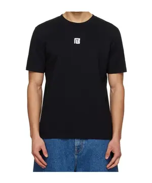 Balmain Logo Embroidered Crewneck T-shirt - Black