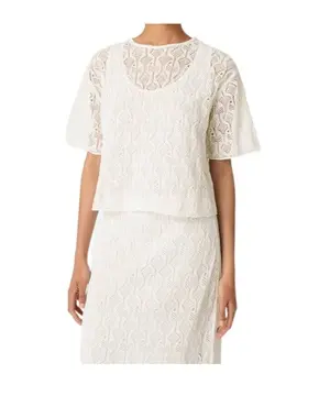Bottega Veneta Lace Detailed Short Sleeved Top