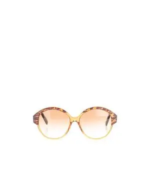 Celine Oversized Round Frame Sunglasses With Amber Emblem Details - Brown