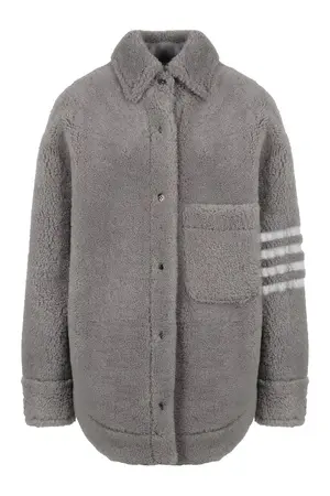 Thom Browne Thom Browne 4-Bar Buttoned Oversized Shirt Jacket Medium Gray