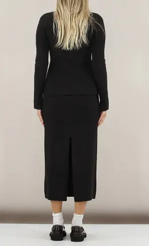 TWINSET Ribbed Midi Skirt With Elastic Waistline