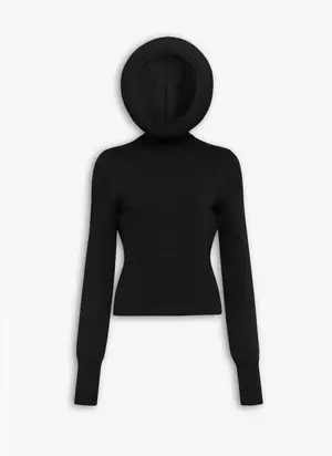 Alaïa Sculptural Hood Ribbed Knit Jumper