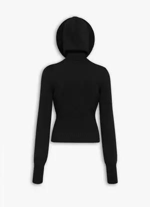 Alaïa Sculptural Hood Ribbed Knit Jumper