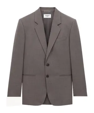 Saint Laurent Single-breasted Notched Lapel Jacket - Black