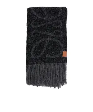 Loewe Anagram Fringed Scarf - Black