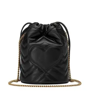 Gucci Gg Marmont Mini Quilted Bucket Bag - Black