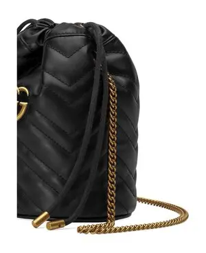 Gucci Gg Marmont Mini Quilted Bucket Bag - Black