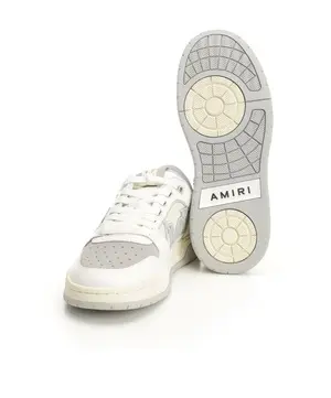 Amiri Logo-detail Leather Lace-up Low-top Sneakers - Grey