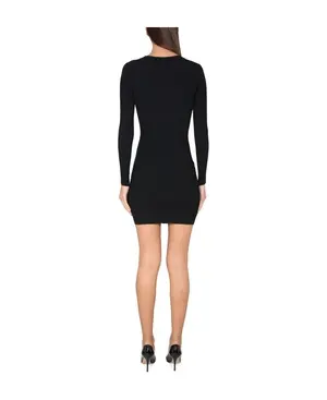 Dsquared2 Cut-out Detailed Ribbed Mini Dress - Black