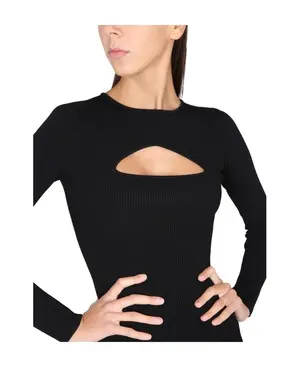 Dsquared2 Cut-out Detailed Ribbed Mini Dress - Black