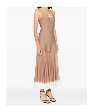 Fendi Sleeveless Knitted Maxi Dress With Sheer Panels