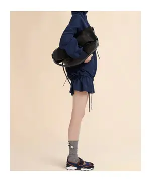 Marni Oversized Ruffled Hooded Sweatshirt Dress - Deep Blue