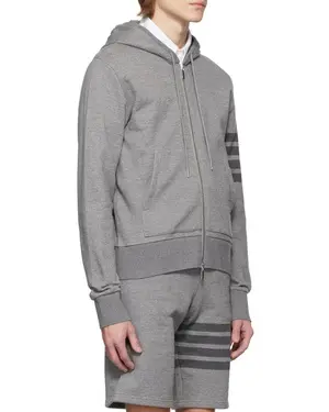 Thom Browne Tonal 4-bar Zip-up Hooded Jacket
