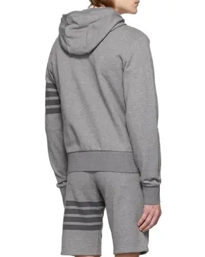 Thom Browne Tonal 4-bar Zip-up Hooded Jacket